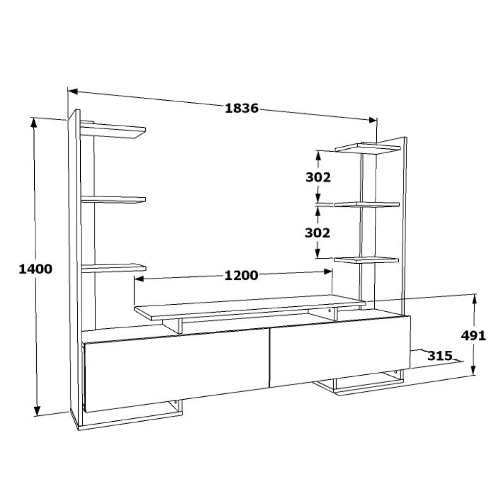 Babuu.gr TV Stand Ava - White, Oak White Oak