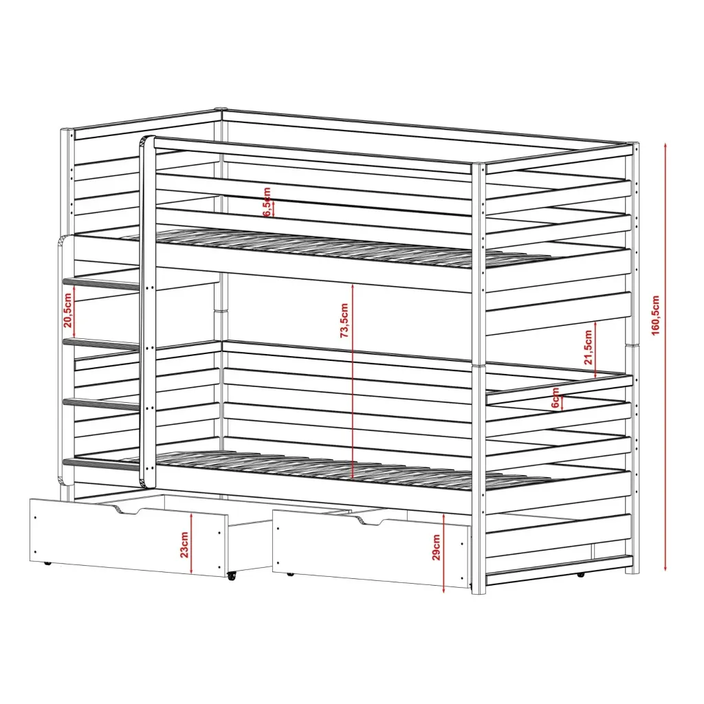 Babuu.gr LOFT 80x160 white bunk bed Lano Furniture